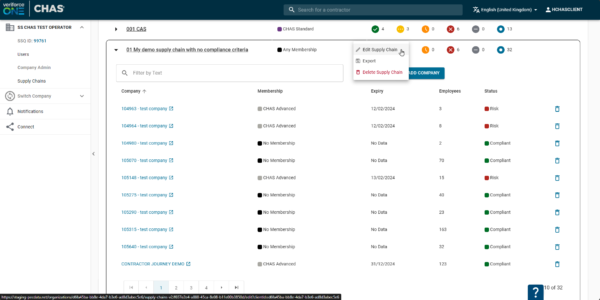 CHAS Supply Chain Management Client Portal